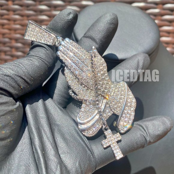 Accessories | Iced Out Bling Gold Plated Religious Praying Hand Beaded ...